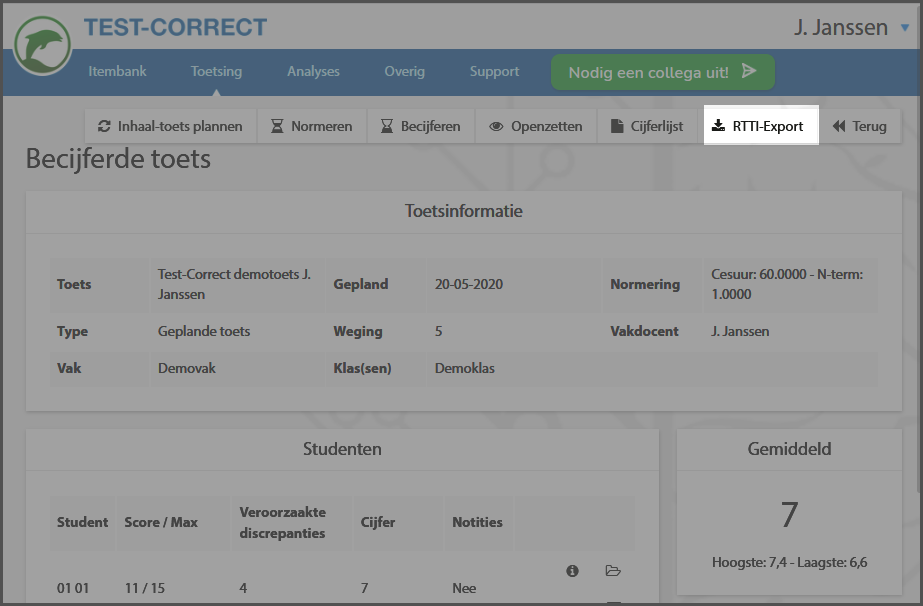 RTTI-online koppeling en export